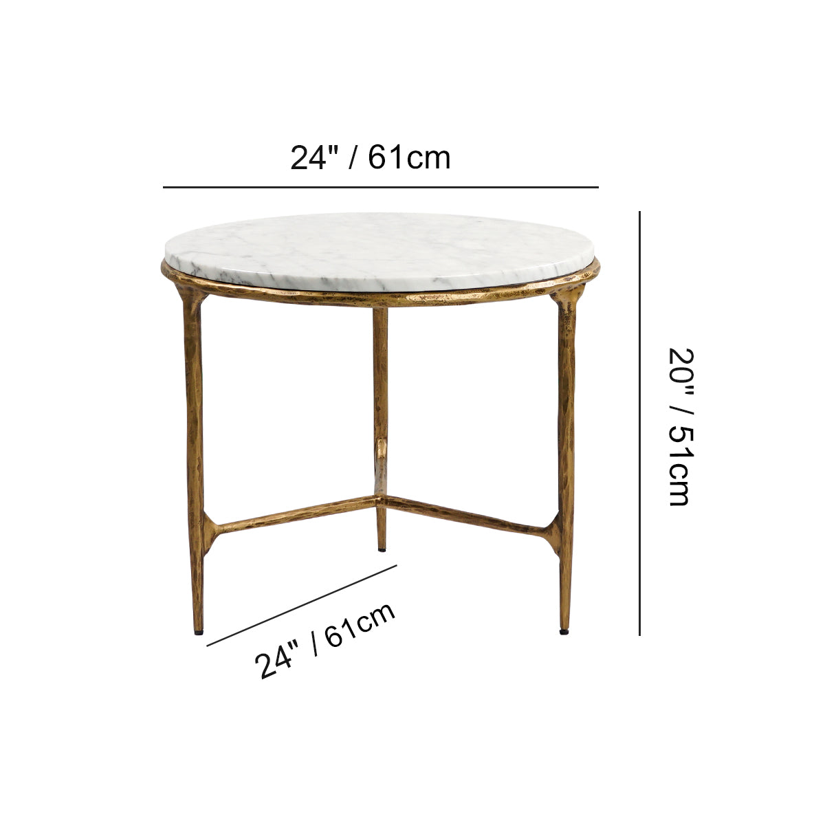 Thaddeus Marble Round Side Table 3 Leg 24"D – Scuethyee