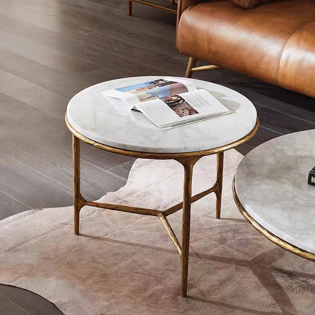 Thaddeus Marble Round Side Table 3 Leg 24"D – Scuethyee